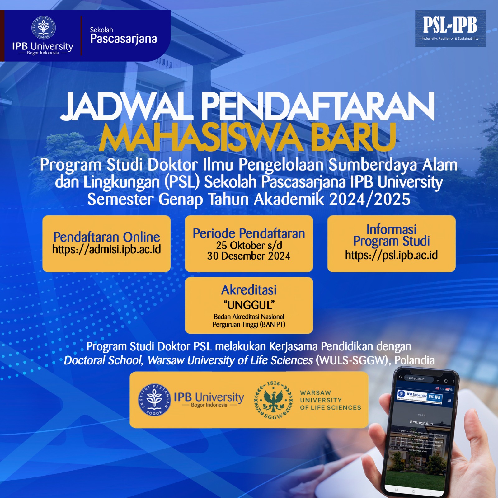 Program Doktor (S3) PS-PSL IPB Membuka Kelas Semester Genap 2024/2025 ...