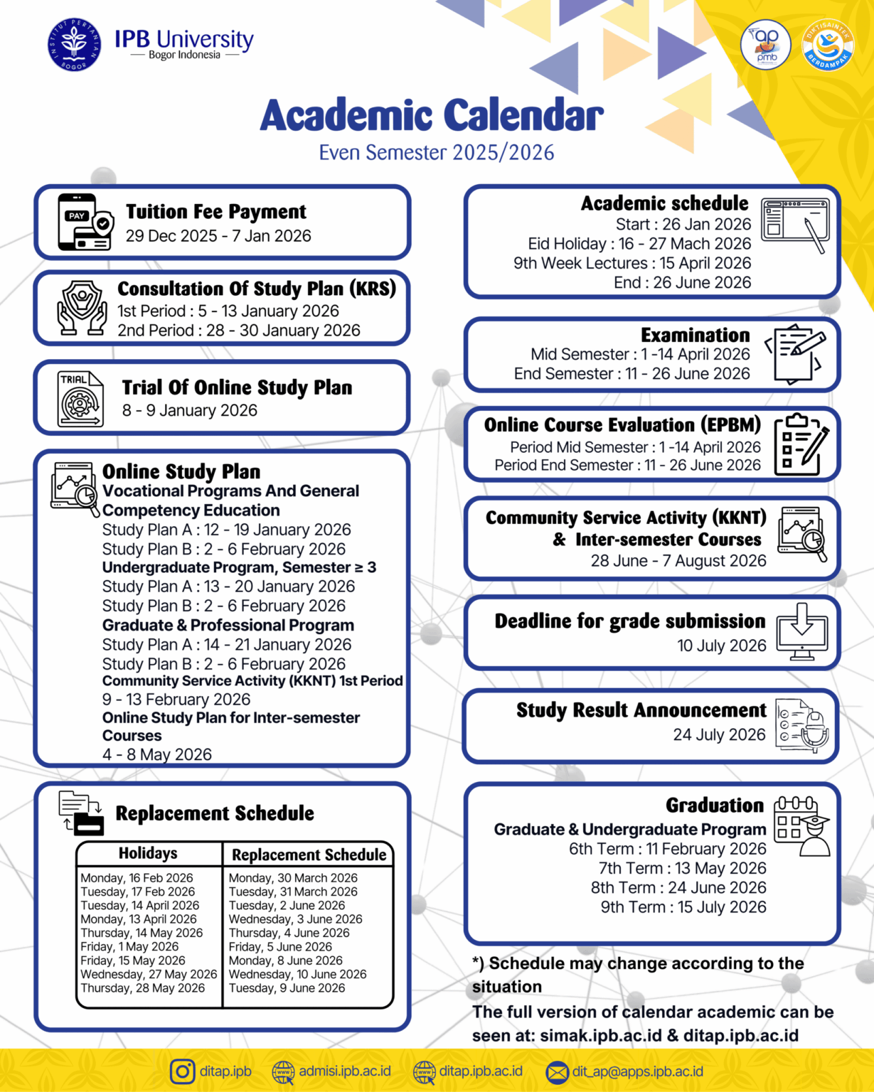 Kalender Akademik Semester Genap Tahun 2025/2026 - PS PSL - NREMS IPB